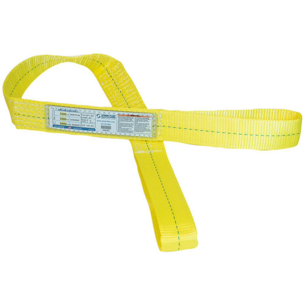 Stren-Flex - Flat Eye & Eye, Type 3 Web Sling: 3' Long, 1" Wide, 3200 ...
