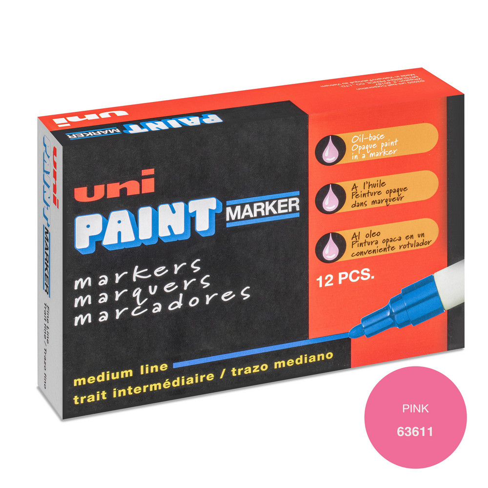 Uni-Ball - Paint Pen: Pink, Oil Base, Bullet Tip | MSC Direct