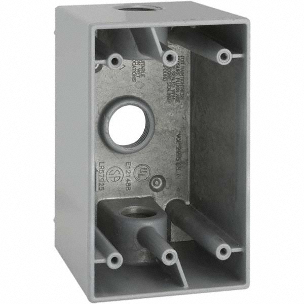 Hubbell-Raco - Electrical Outlet Box: Aluminum, Rectangle, 4.56" OAH, 2 ...