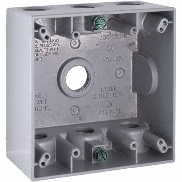 Hubbell-Raco - Electrical Outlet Box: Aluminum, Square, 4-1/2" OAH, 4-1 ...