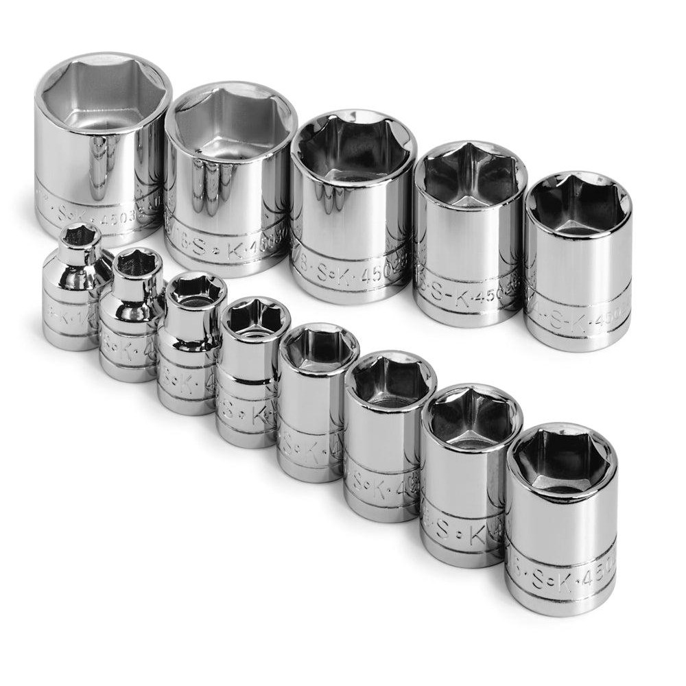 SK - Socket Set: Standard, 13 Pc, 3/8" Drive, 1/4" Min, 1" Max | MSC Direct