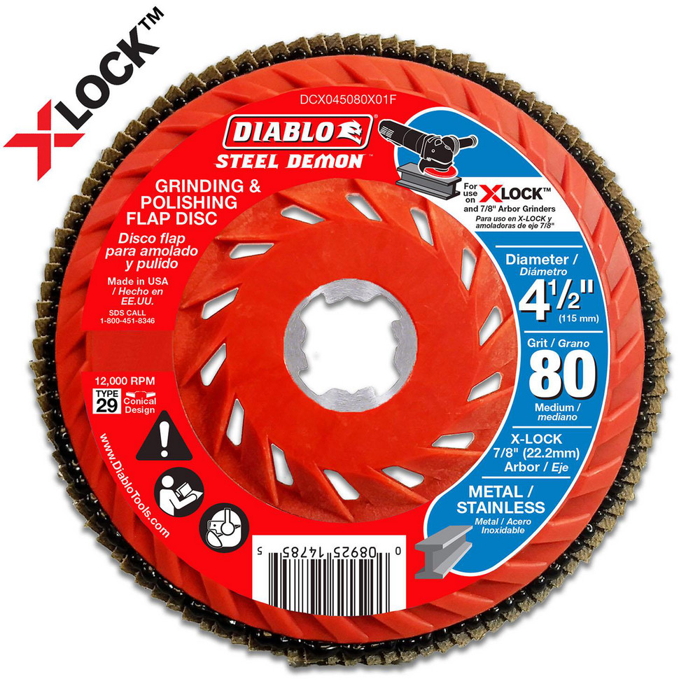 DIABLO - Flap Disc: 4-1/2" Dia, 7/8 X-Lock" Hole, 80 Grit, Zirconia ...