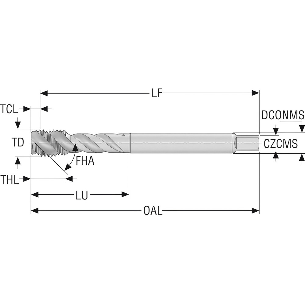 Seco - Spiral Flute Tap: M16x1.5, Metric Fine, 4 Flute, Modified ...
