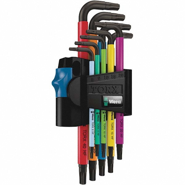 Wera - Torx Key Set: 9 Pc, L-Handle, T8 to T40 | MSC Direct