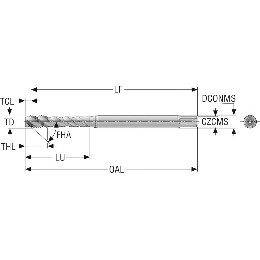 Seco - Spiral Flute Tap: M5x0.8, Metric, 3 Flute, Modified Bottoming ...