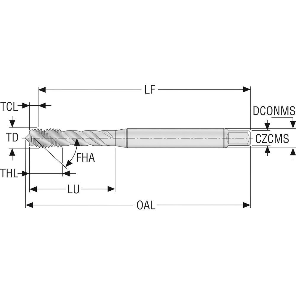 Seco - Spiral Flute Tap: M10x1.5, Metric, 3 Flute, Modified Bottoming ...