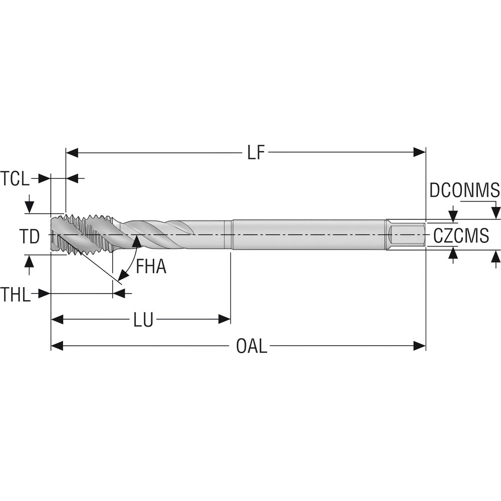 Seco - Spiral Flute Tap: M36x4, Metric, 4 Flute, Modified Bottoming ...