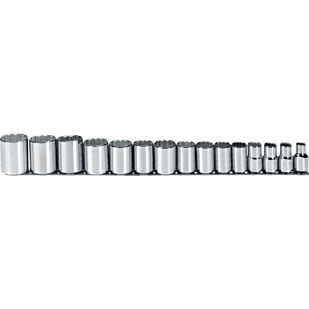 Standard Socket Set: 15 Pc, 1/2" Drive, 3/8 to 1-1/4" Socket