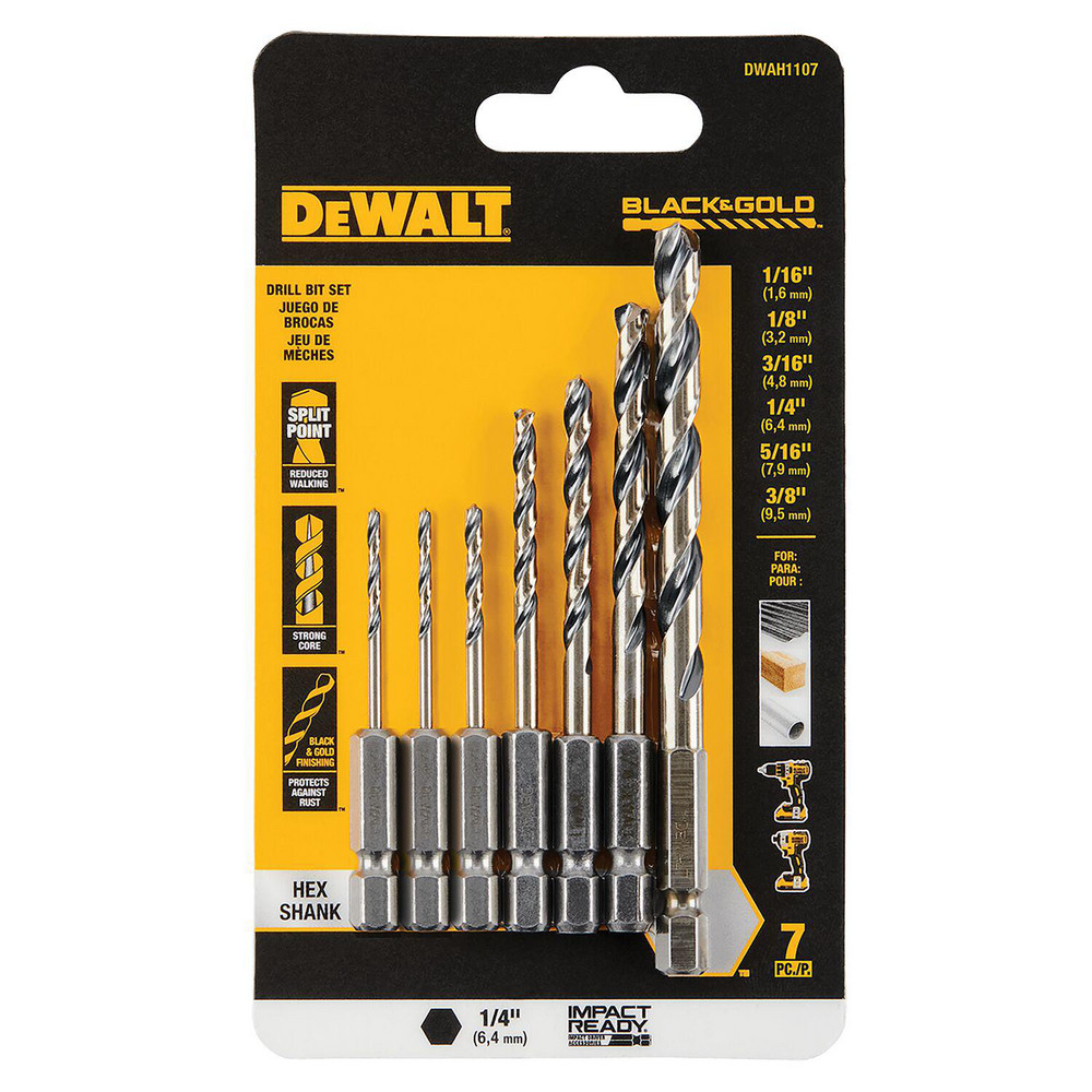 DeWALT - Drill Bit Set: Hex Shank Drill Bits, 7 Pc, High-Speed Steel ...