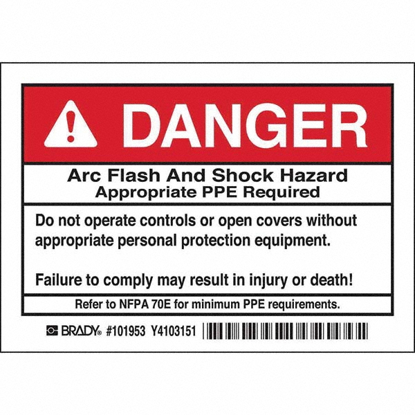 Brady - Label Maker Label: Black & Red on White, Polyester, 5 per Roll ...