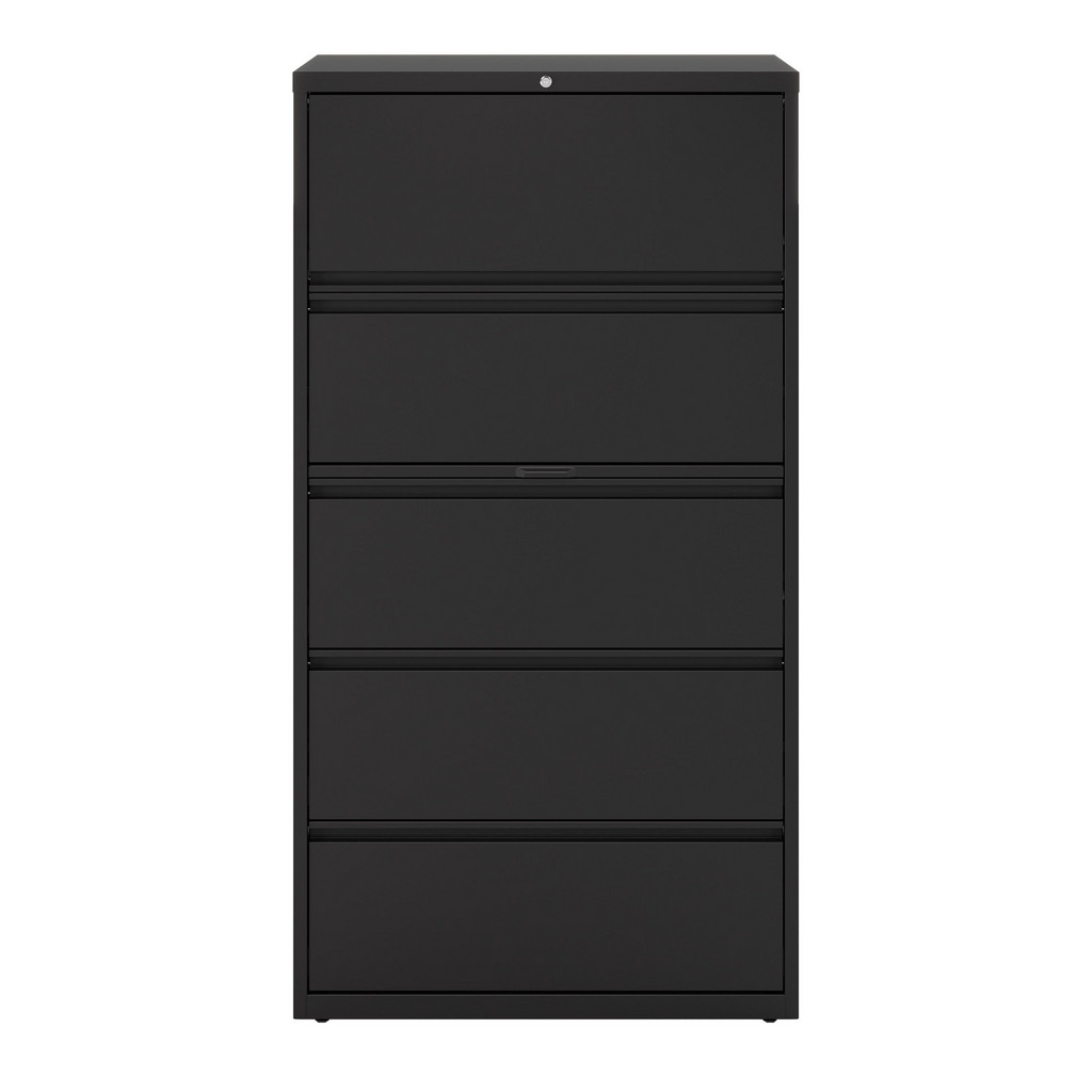 Hirsh - Lateral File Cabinet: 5 Drawer, Steel, Black | MSC Direct