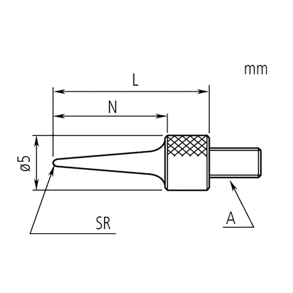 Mitutoyo - Drop Indicator Needle Contact Points: M2.5x0.45 Thread, 5.00 ...