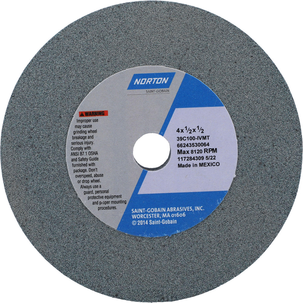 Norton - Surface Grinding Wheel: 4" Dia, 1/2" Thick, 1/2" Arbor, 100 ...