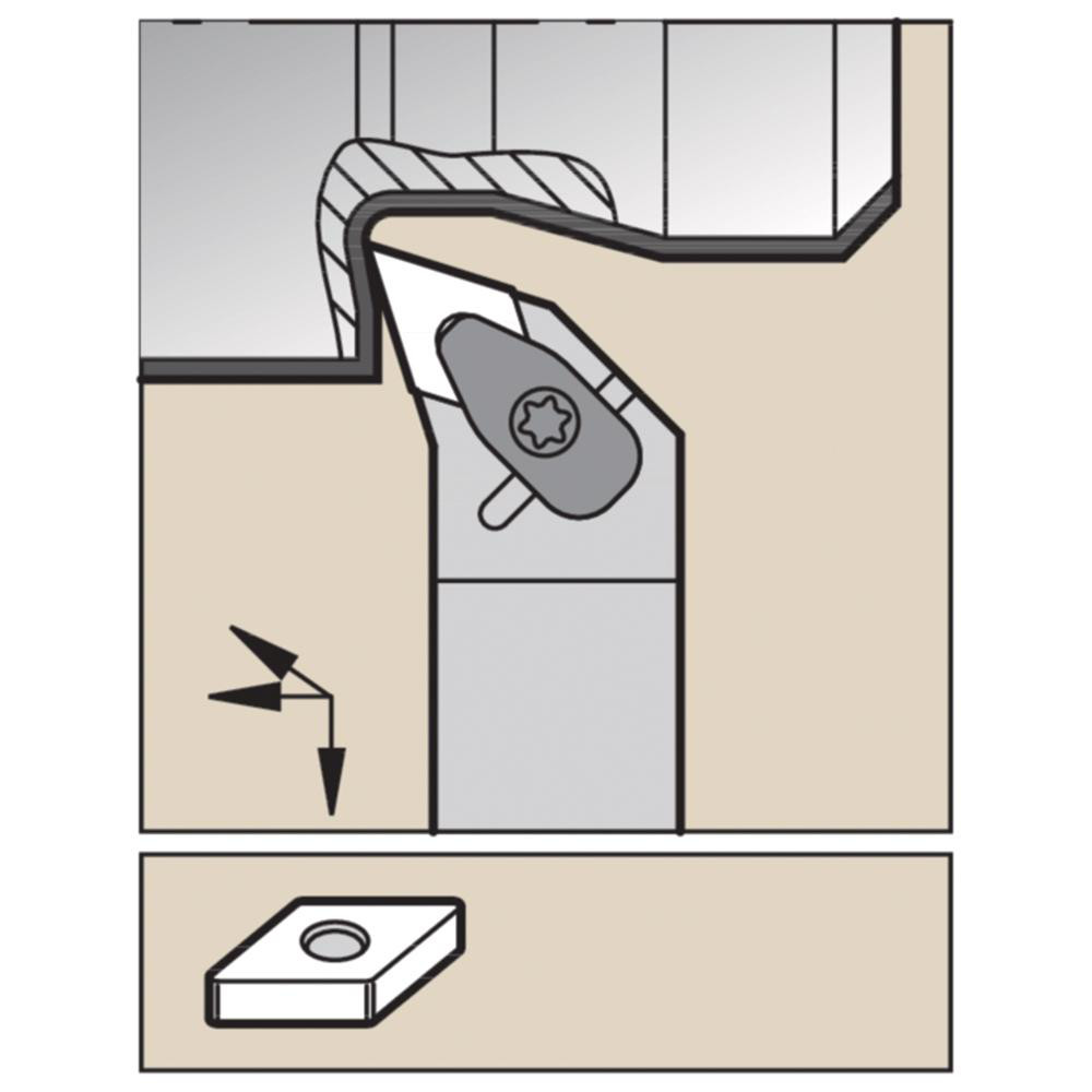 Widia - Indexable Turning Toolholder: DDQNR164CKC3, 107.500 deg Lead ...