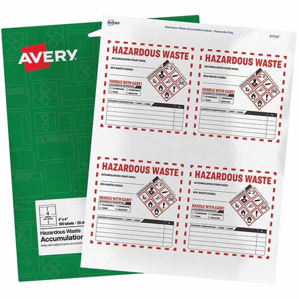 AVERY - Pack of (100), 4" x 4" White Paper ID Labels - 99434573 - MSC ...