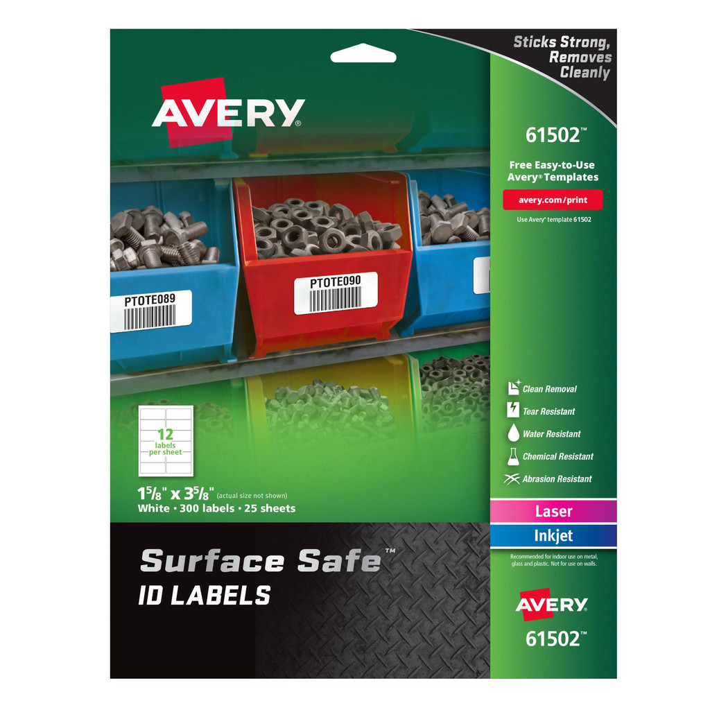 AVERY - Label Maker Label: White, Polyester, 3-5/8" OAL, 300 per Roll ...