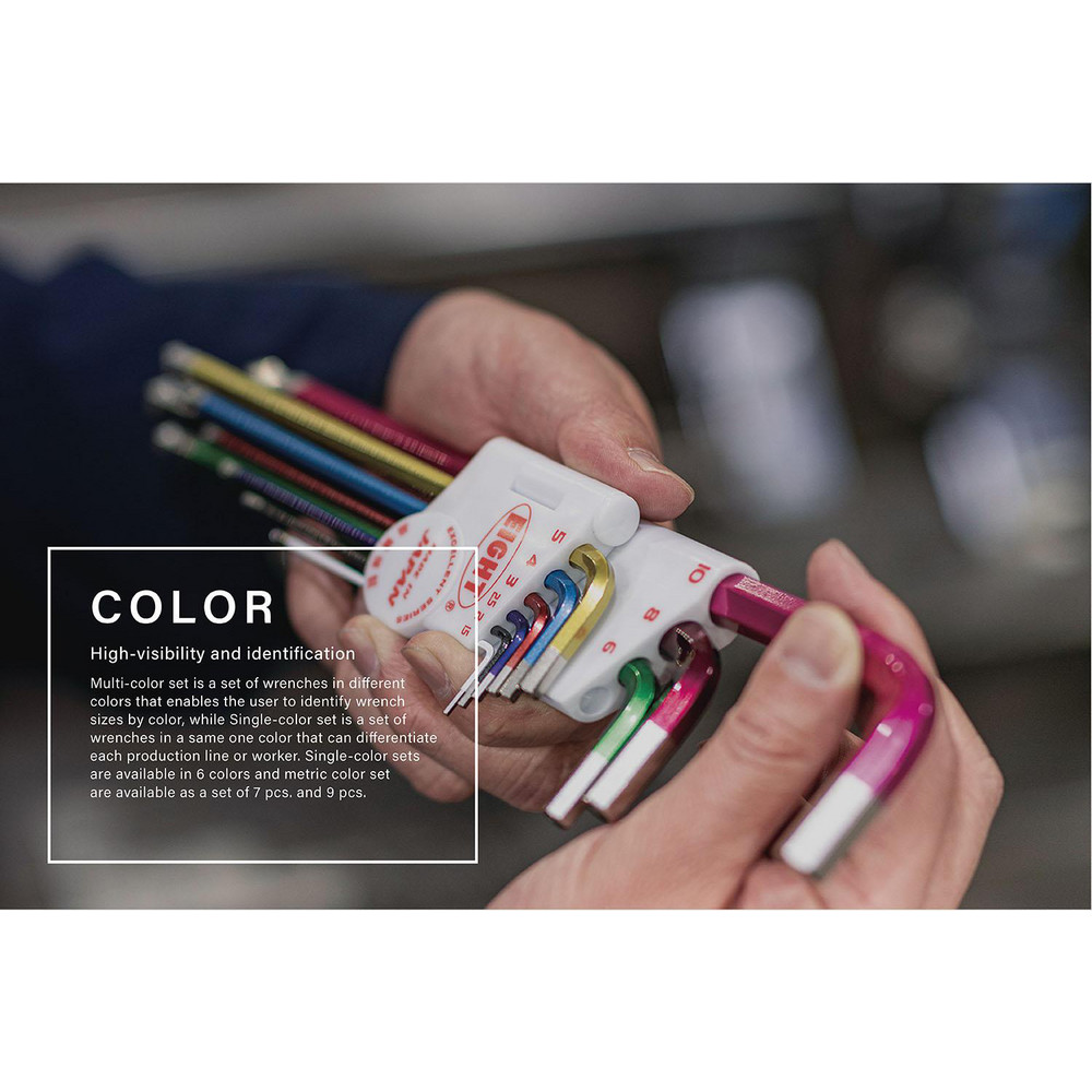 Eight Tool - Hex Key Sets: Yes, L-Handle, Color Coded, Metric | MSC Direct