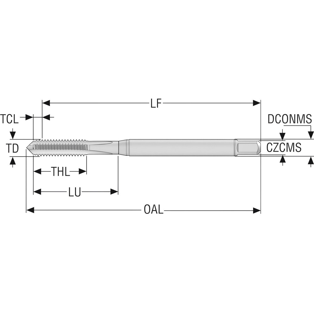 Seco - Straight Flute Tap: M2 Metric, 2 Flute, Semi-Bottoming Chamfer ...
