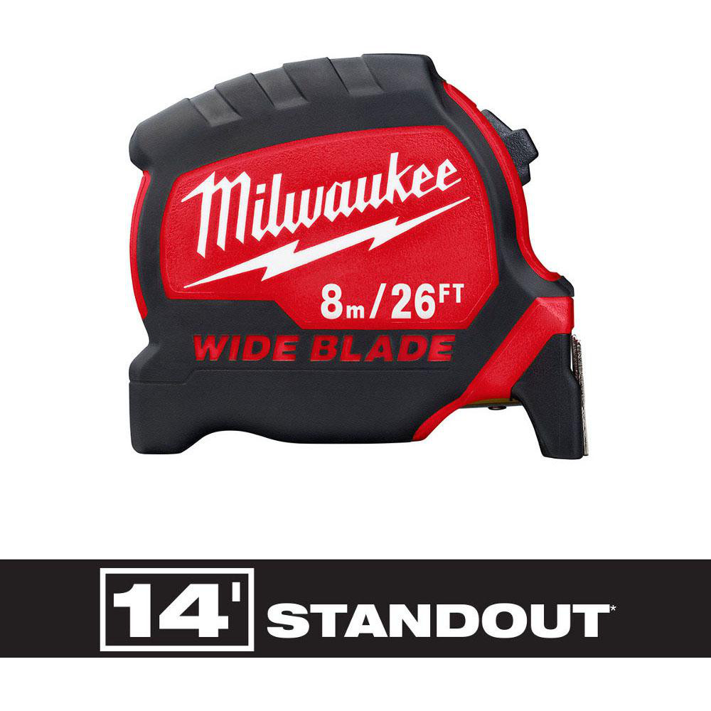 Milwaukee Tool - Tape Measure: 26' Long, 1-5/16" Width, Black & Yellow ...