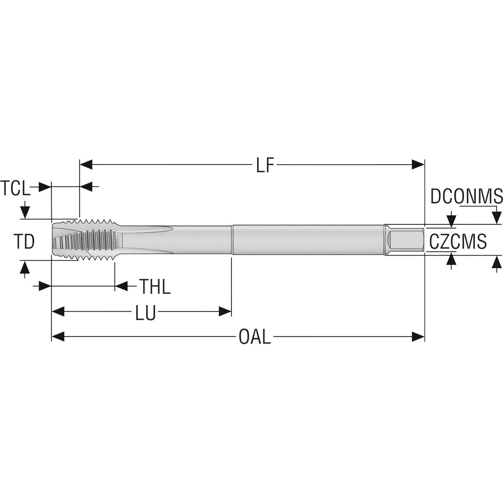 Seco - Straight Flute Tap: M36 Metric, 4 Flute, Modified Bottoming ...