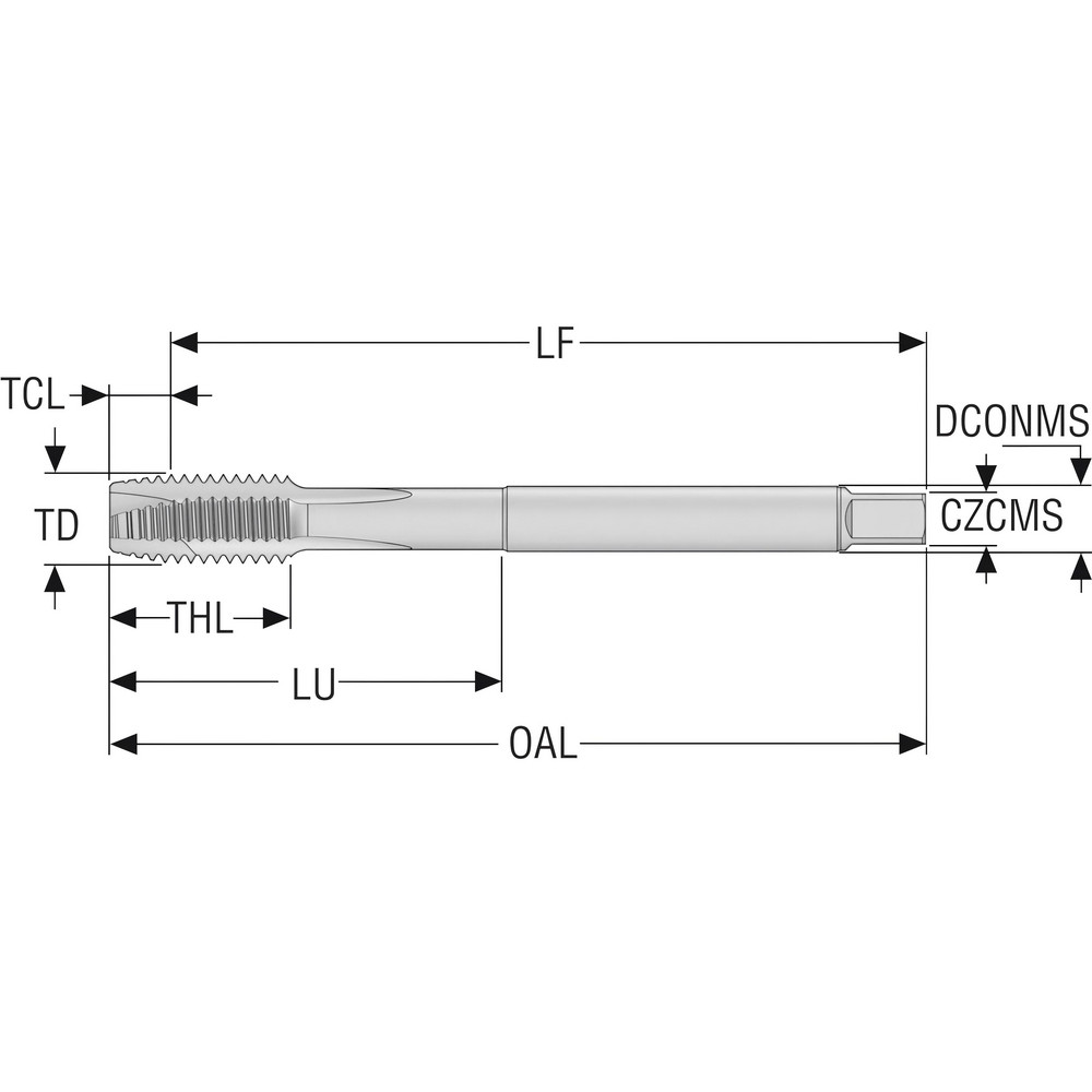Seco - Straight Flute Tap: M36 Metric, 4 Flute, Modified Bottoming ...