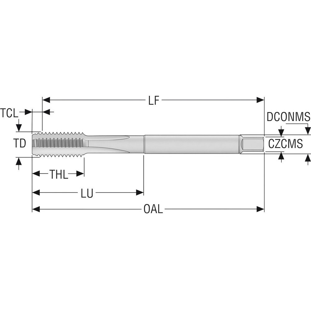 Seco - Straight Flute Tap: M48 Metric, 5 Flute, Semi-Bottoming Chamfer ...