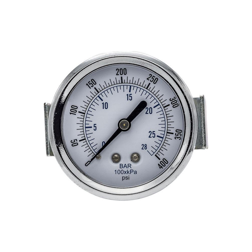 PIC Gauges - Pressure Gauge: 2-1/2" Dial Dia, 0 to 400 psi, 1/4" MNPT, U-Clamp Panel (Center ...