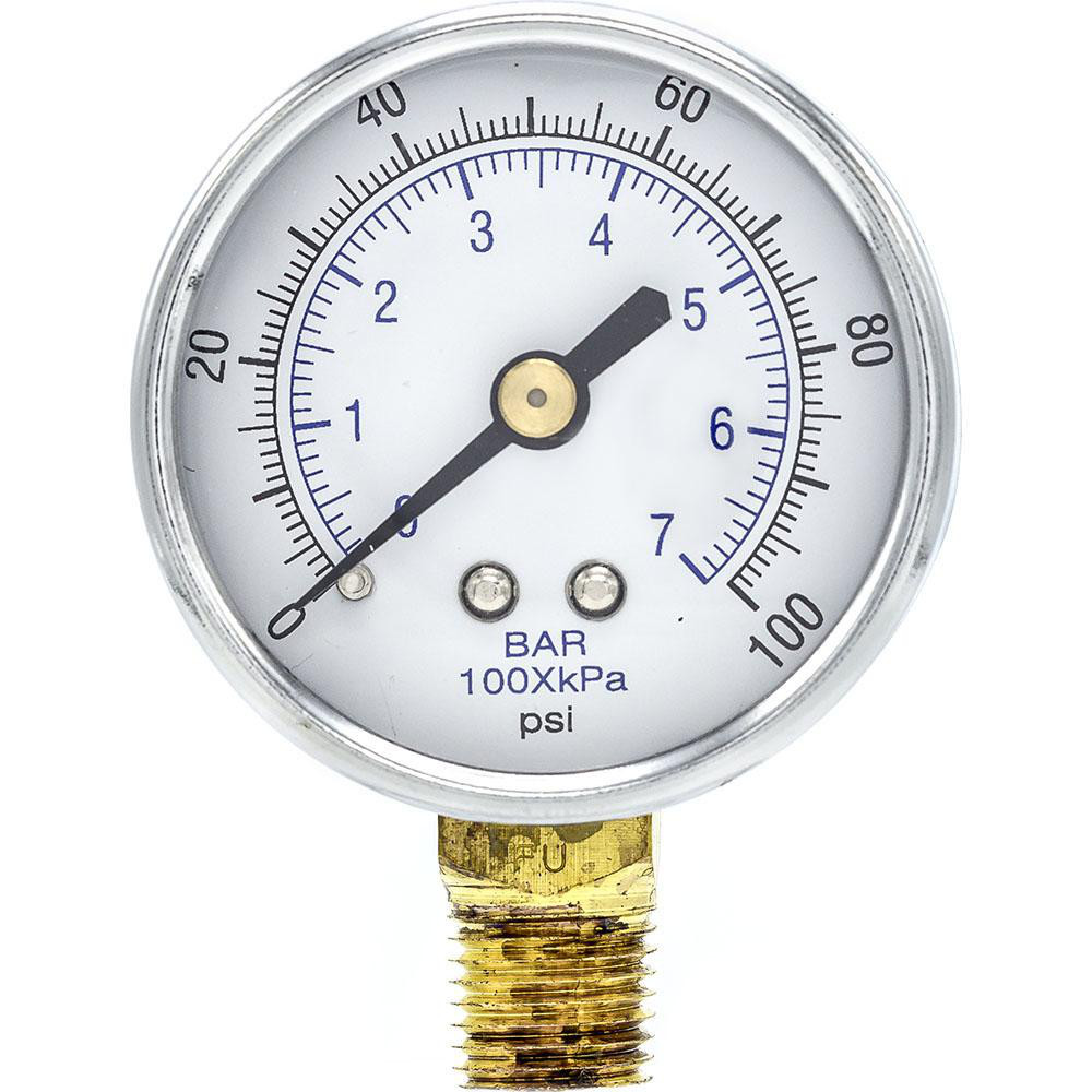 PIC Gauges - Pressure Gauge: 2" Dial Dia, 0 to 100 psi, 1/4" MNPT, Lower Mount | MSC Direct