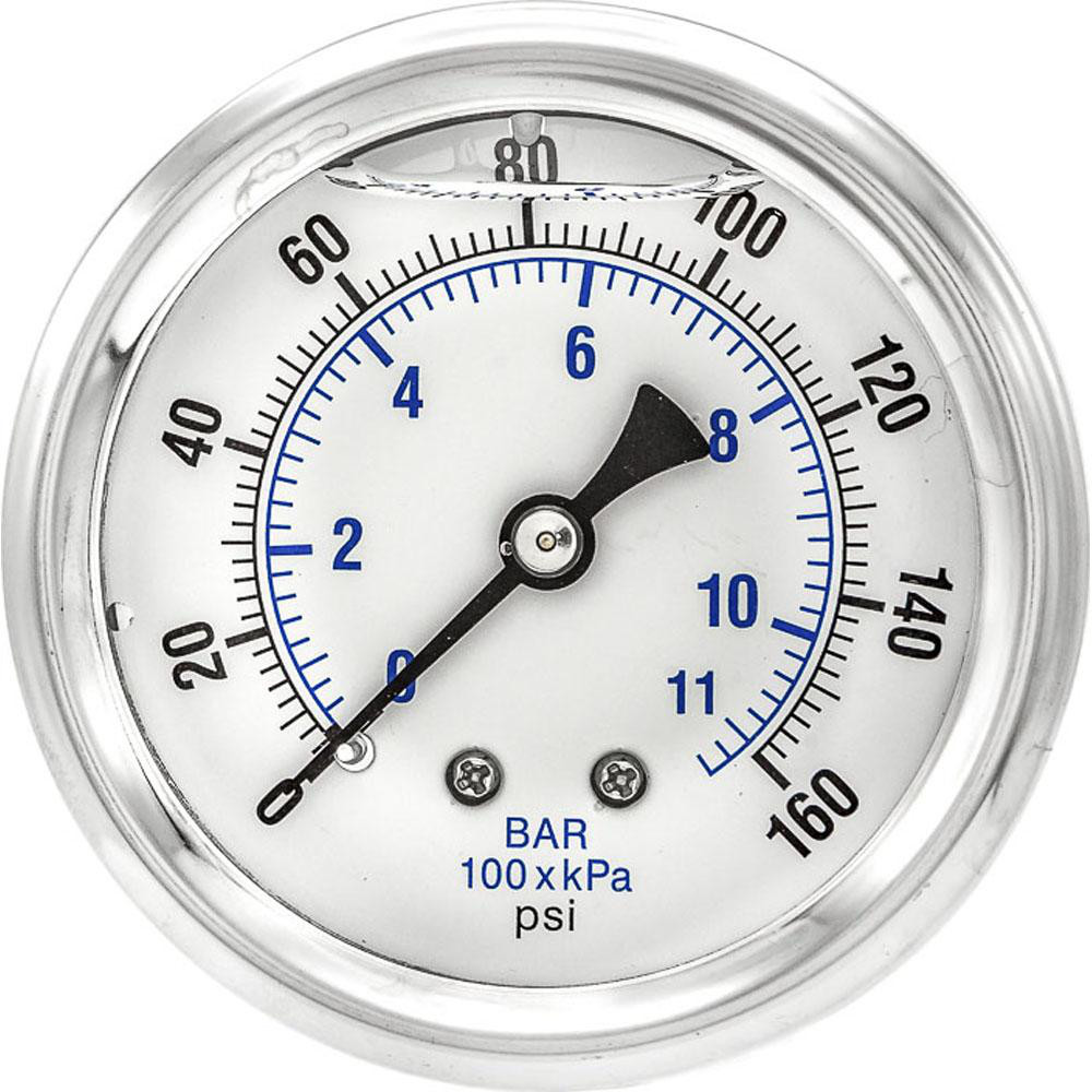 PIC Gauges - Pressure Gauge: 2-1/2" Dial Dia, 0 to 160 psi, 1/4" MNPT, Center Back Mount | MSC ...
