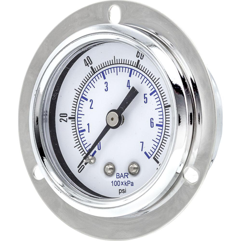 PIC Gauges - Pressure Gauge: 2" Dial Dia, 0 to 100 psi, 1/4" MNPT, Front Flange Panel & Center ...