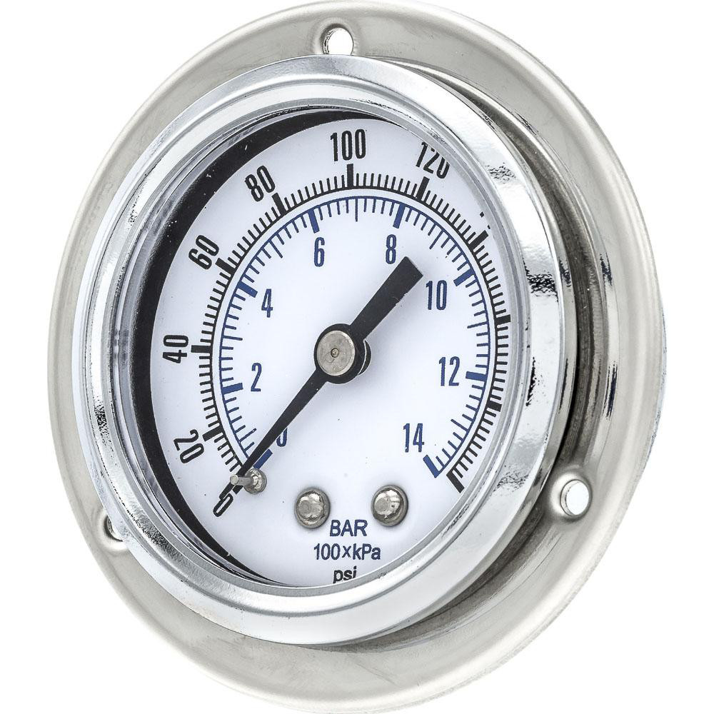 PIC Gauges - Pressure Gauge: 2" Dial Dia, 0 to 200 psi, 1/4" MNPT, Front Flange Panel & Center ...