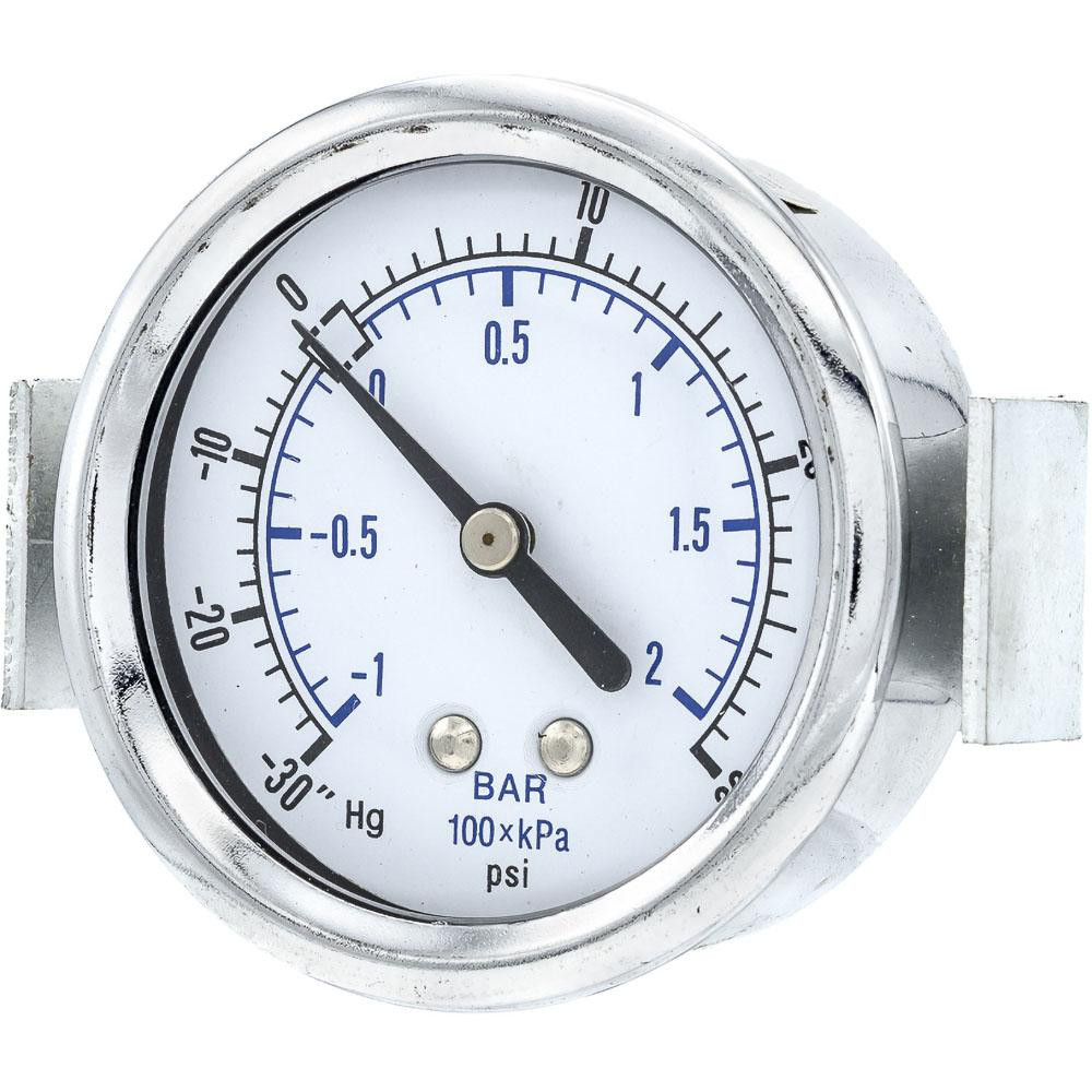 PIC Gauges - Pressure Gauge: 2-1/2" Dial Dia, -30 to 30 psi, 1/4" MNPT, U-Clamp Panel (Center ...