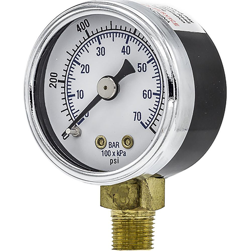 PIC Gauges - Pressure Gauge: 2" Dial Dia, 0 to 1,000 psi, 1/4" MNPT, Lower Mount | MSC Direct