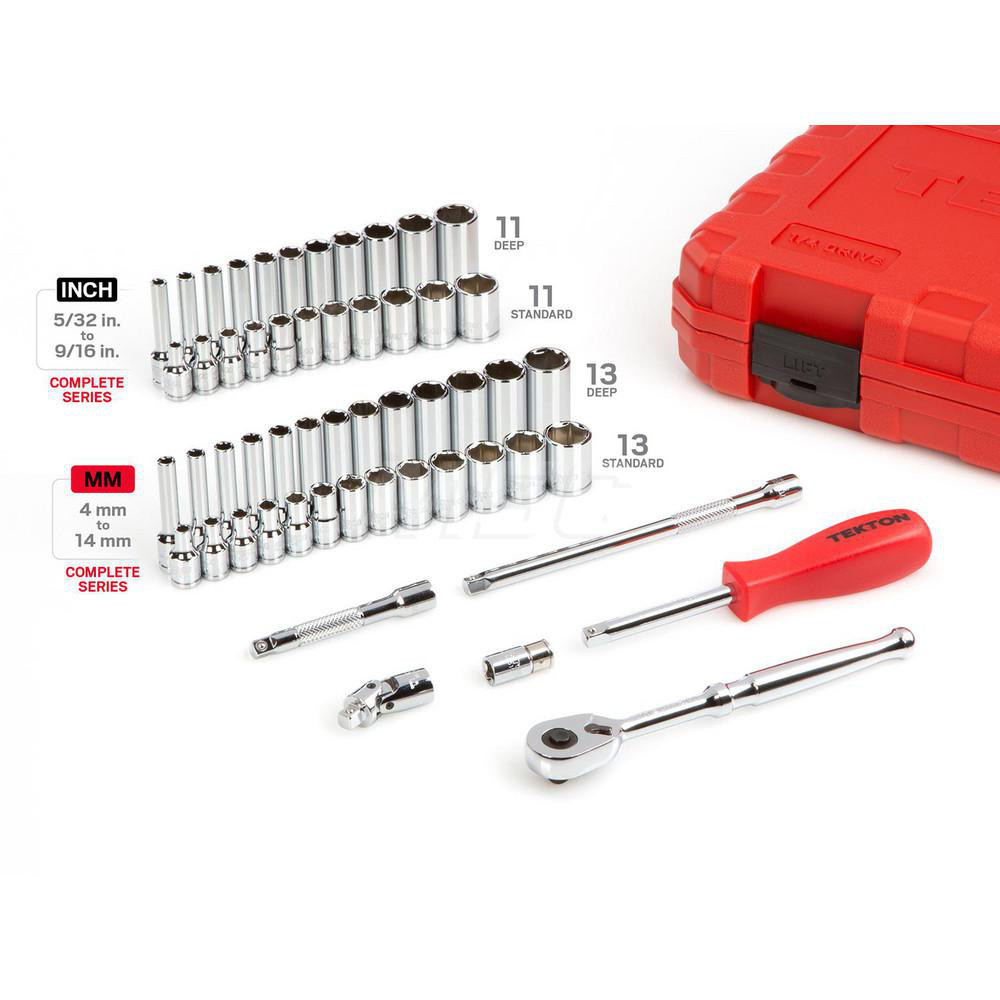 Tekton - Socket Set Socket Set: 55 Pc, 5/32 to 9/16" Socket | MSC Direct